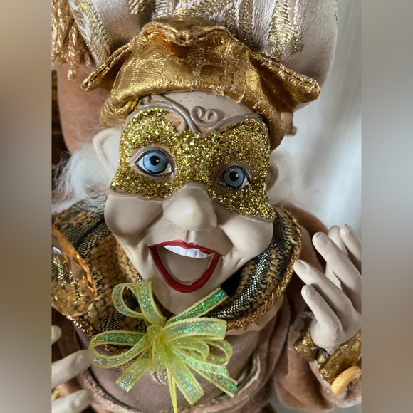 Accents | Whimsical Harlequin Gold Masked Jester Laughing Elf | Poshmark